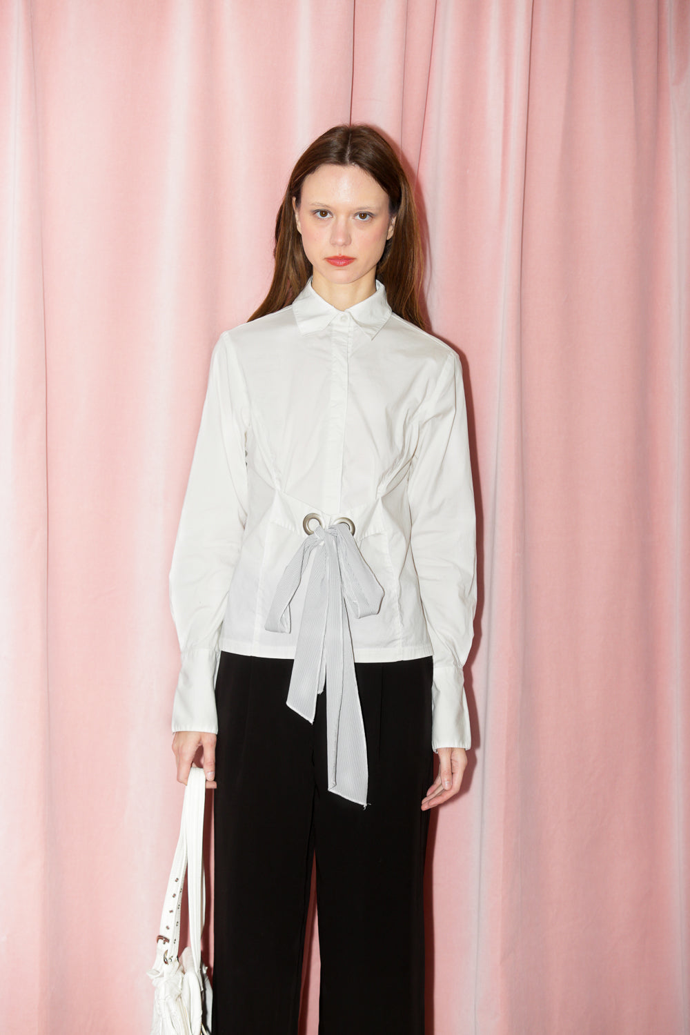 White Cinch Button Down (S) – Shops Silver